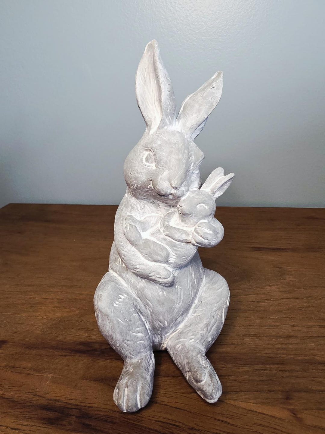 Upcycled Parent Rabbit Cradling a Baby Bunny Figurine Shelf Sitter - Etsy