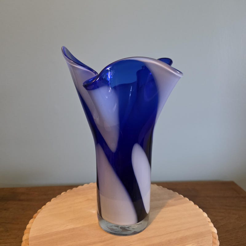 Hand Blown Cobalt Vase - Etsy