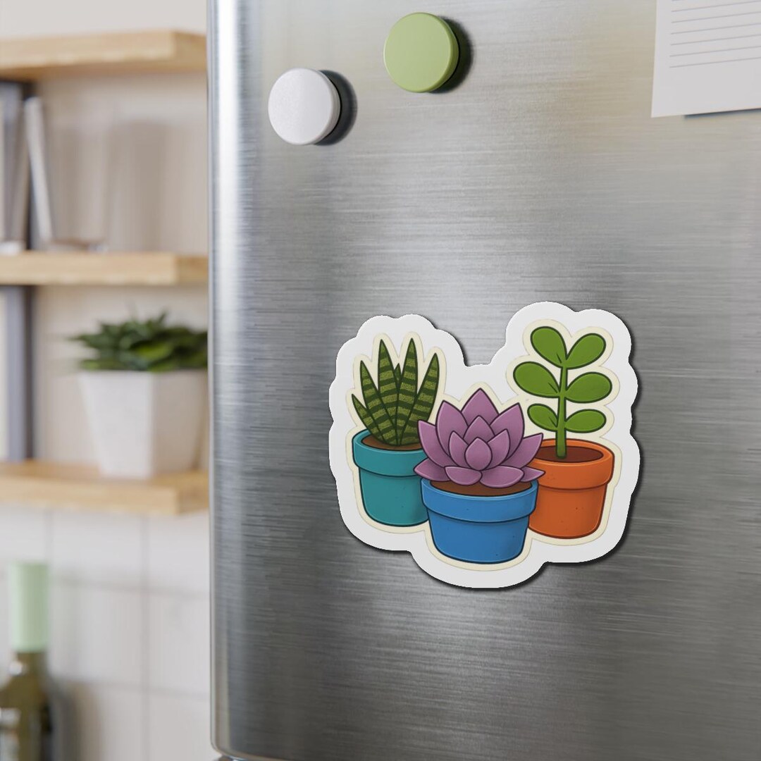 Succulent Trio Plant Magnet | Die-cut Vinyl Indoor Garden Décor for ...