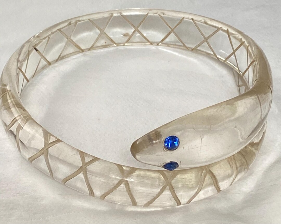 1930s Lucite/ Early Plastic Snake Bangle With Blue Eyes - Etsy