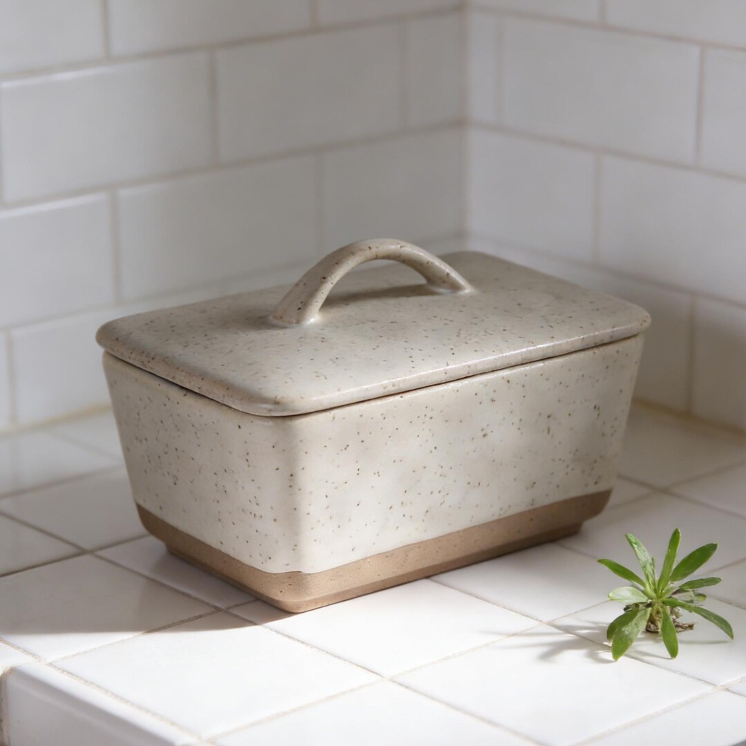 Ceramic Butter Keeper With Lid | Vintage Style Kitchen Storage Box - Etsy
