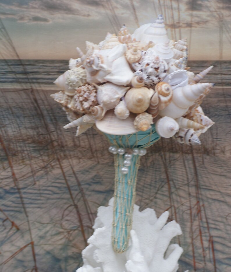 Blue Seashell Bouquet / Beach Wedding/ Destination Wedding/ | Etsy