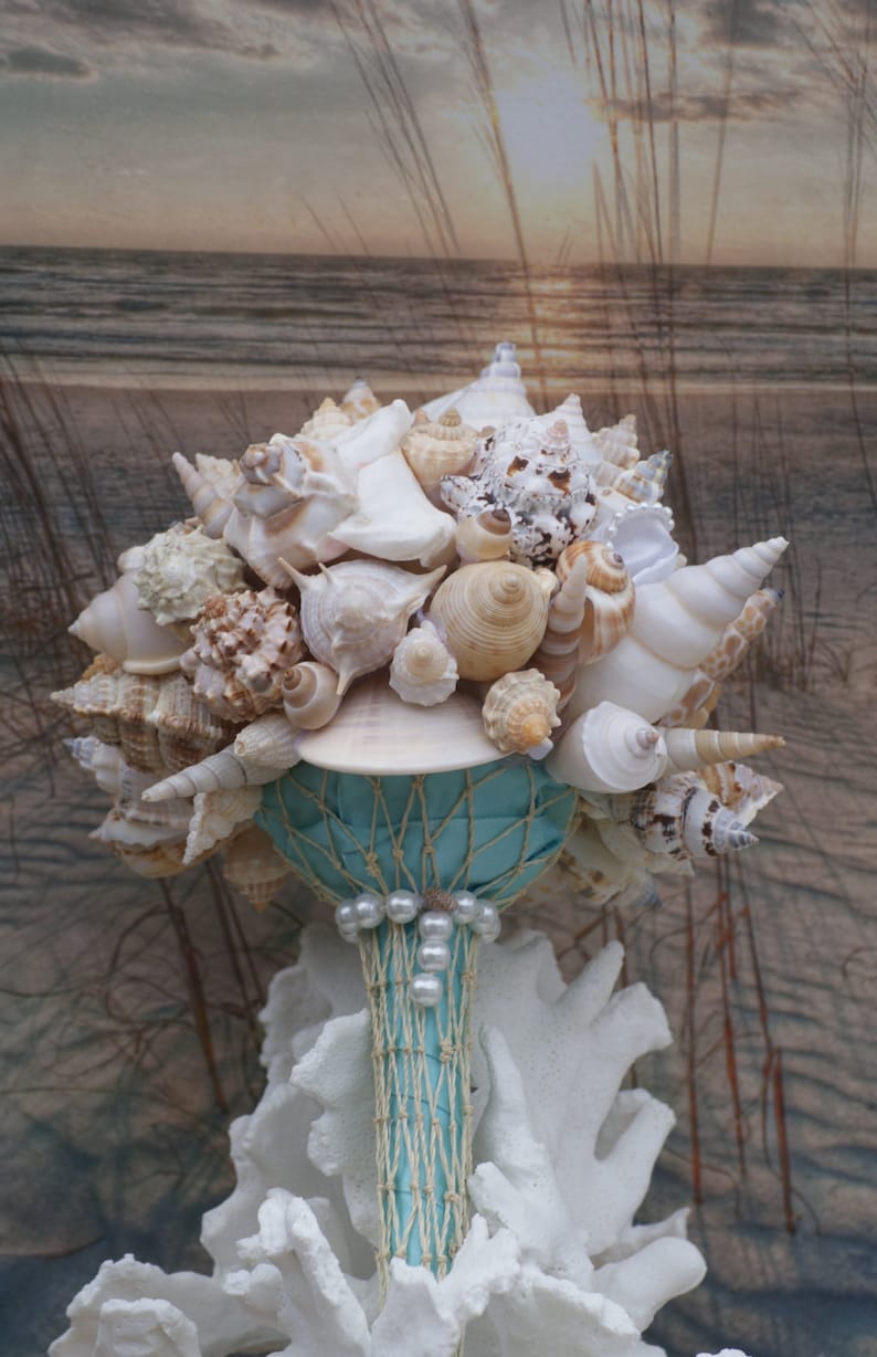 Blue Seashell Bouquet / Beach Wedding/ Destination Wedding/ | Etsy