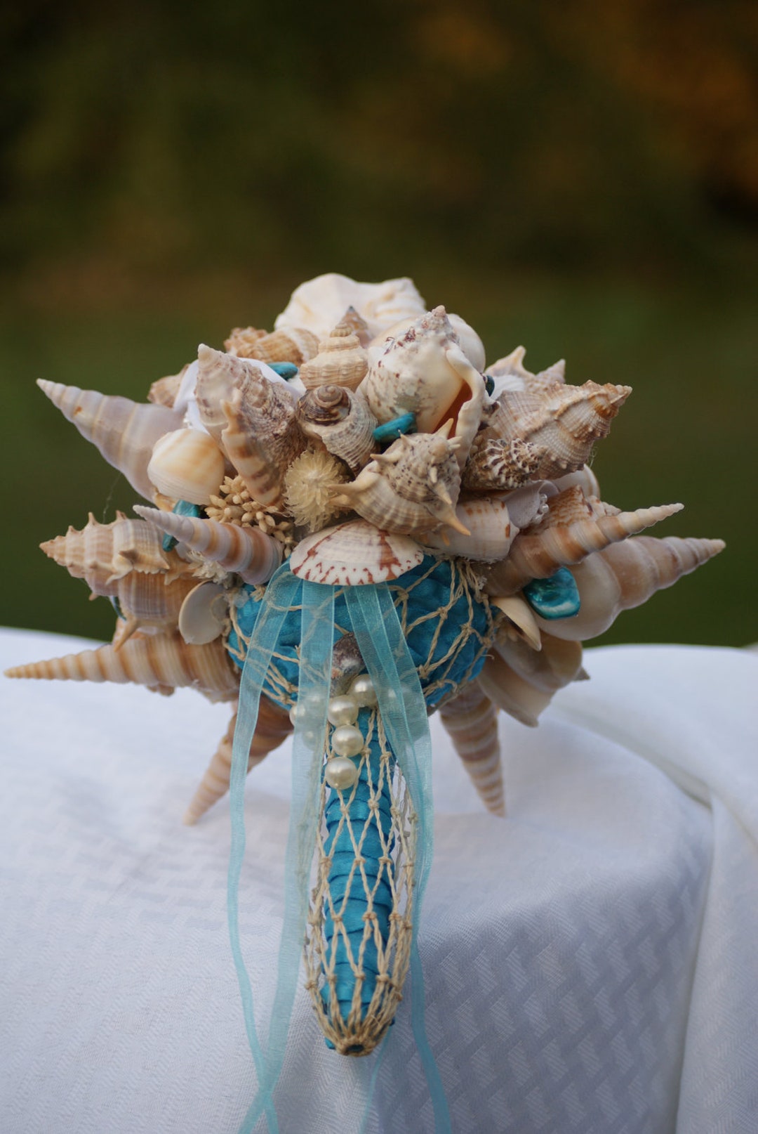 Blue Seashell Bouquet / Beach Wedding/ Destination Wedding/ Seaside ...