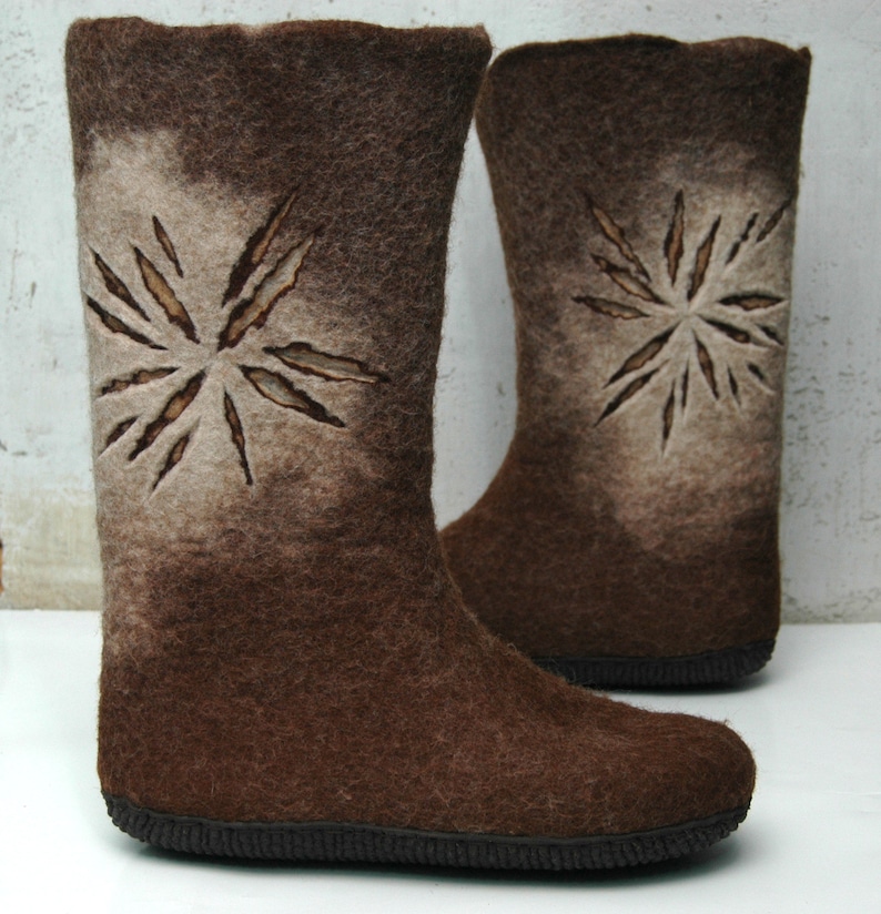 Felted Boots Women Boots Valenki Coffee Brown Boots | Etsy