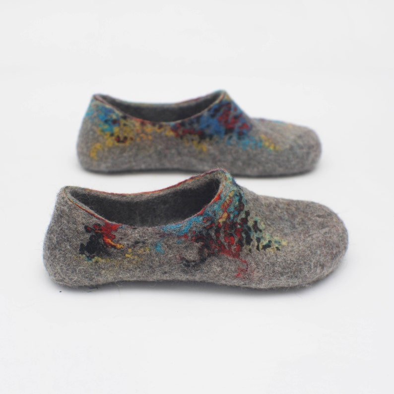 Felted Unisex Slippers Felted From Natural Sheep Wool Decorated With ...