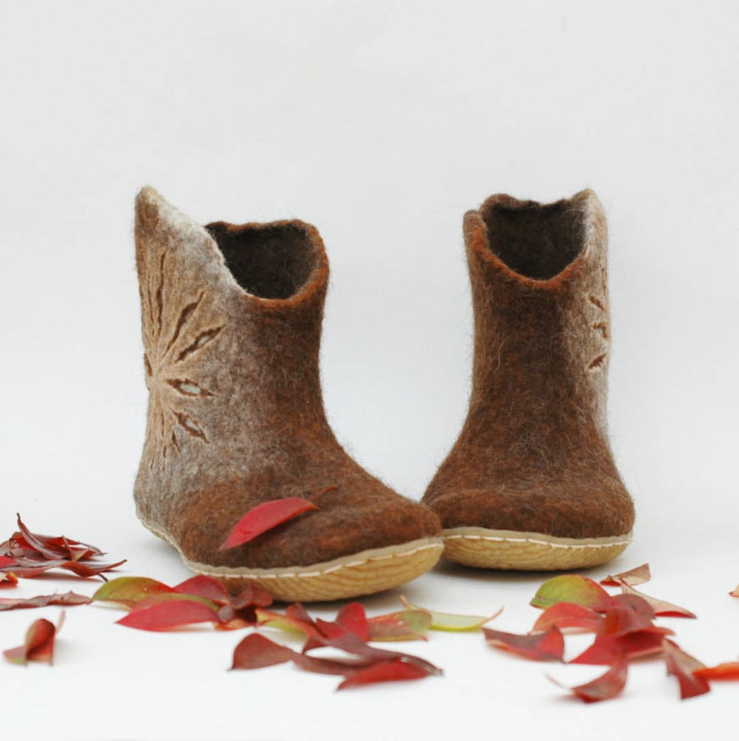 Felted Shoes for Women - Caramel Brown Colors - Etsy
