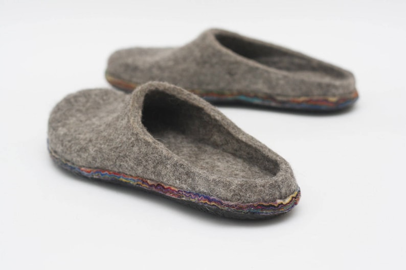 Felt Slippers for Men With Extra Thick Felted Soles Made of - Etsy