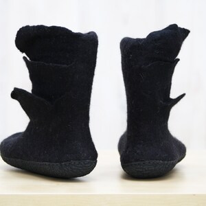 Felted Black Booties for Women - Woolen Barefoot Shoes - Etsy