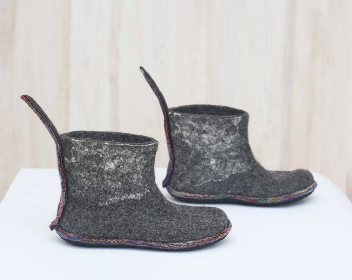 Felted Booties for Women With Extra Thick Felted Sole - Etsy