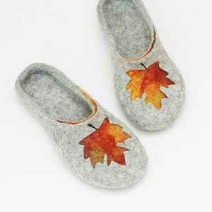 Felted Slippers for Women Slippers With Maple Leaves - Etsy