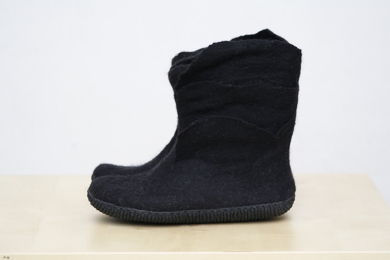 Felted Black Booties for Women - Woolen Barefoot Shoes - Etsy
