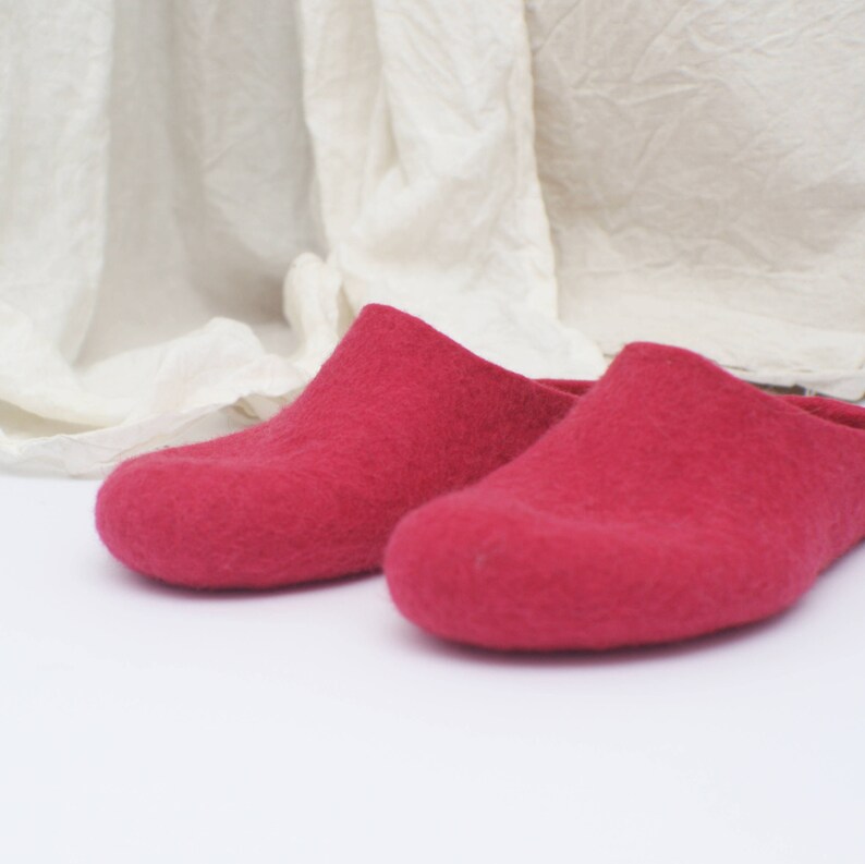Felted slippers for women Bright pink boiled wool shoes | Etsy