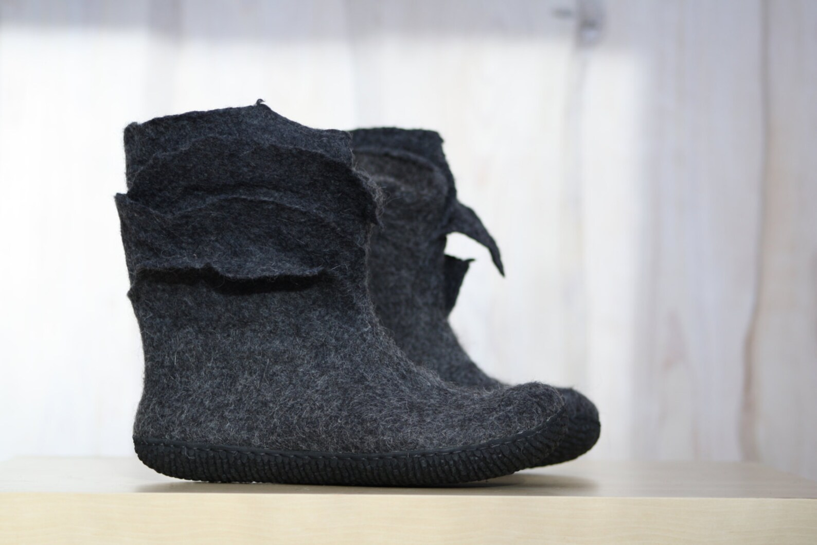 Felted Booties for Women in Charcoal Grey, Can Be Worn as Winter Snow ...
