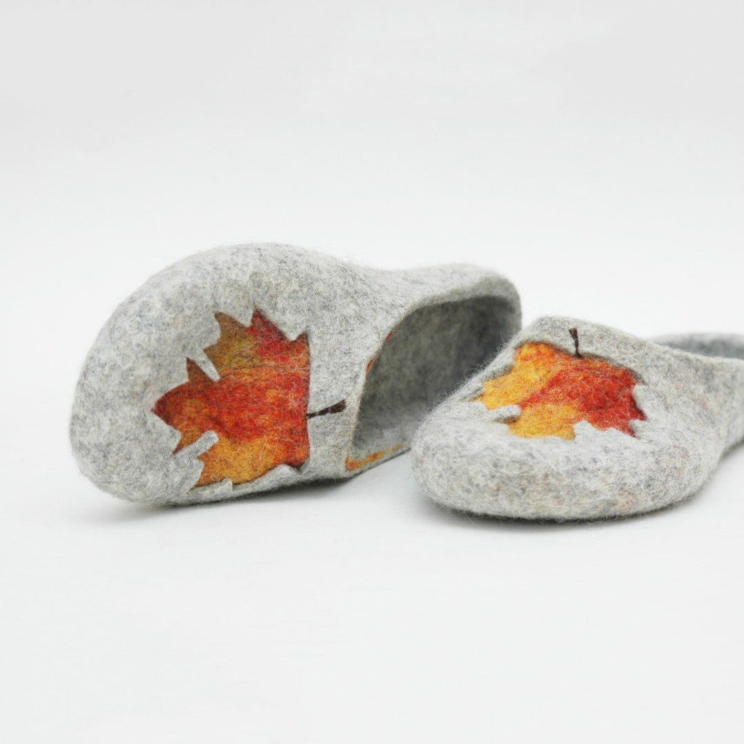 Handmade Felted Wool Slippers for Women – Cozy House Shoes With Autumn ...