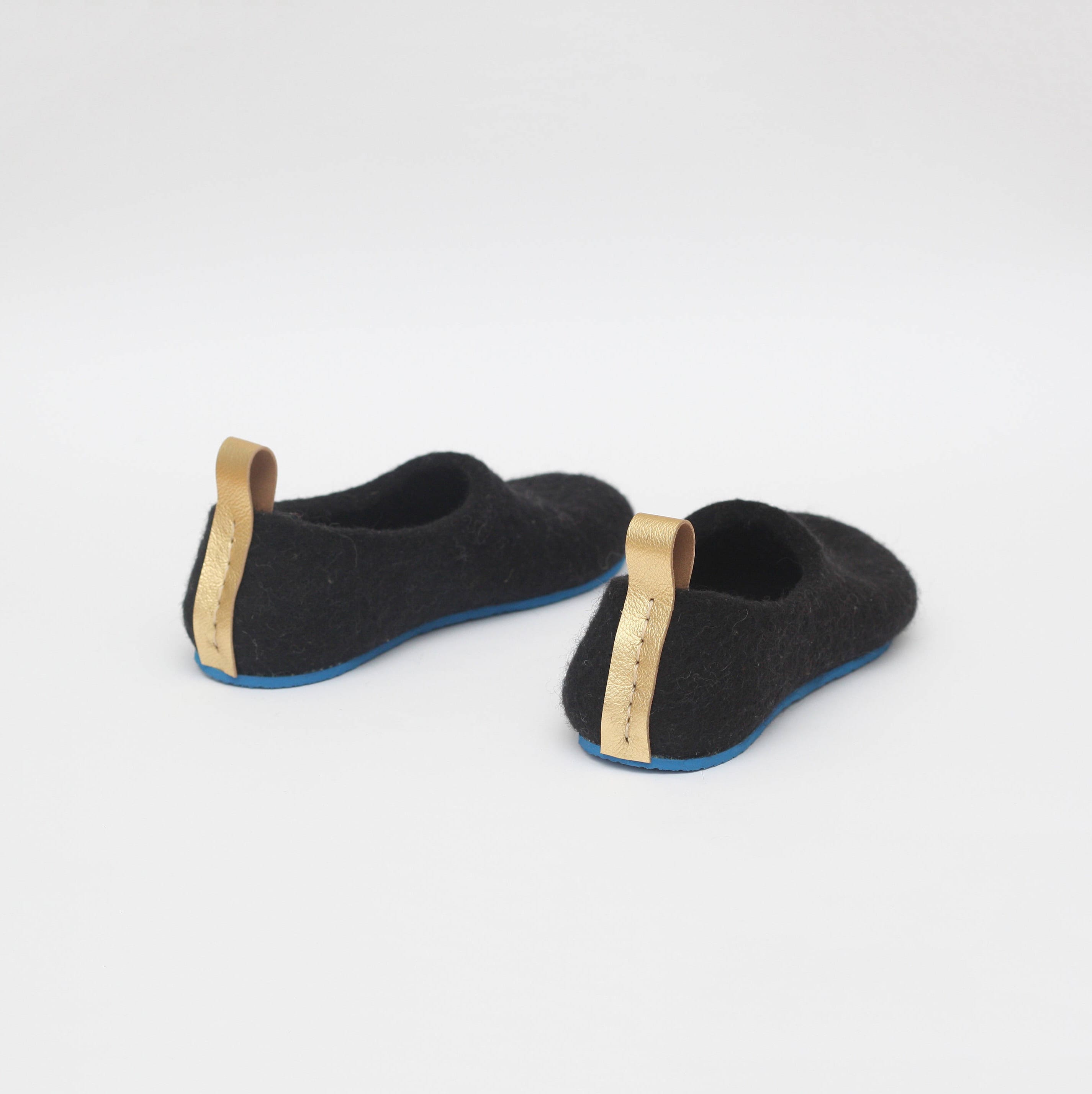 Black Felted Slippers for Women Made of Boiled Wool, Decorated With ...