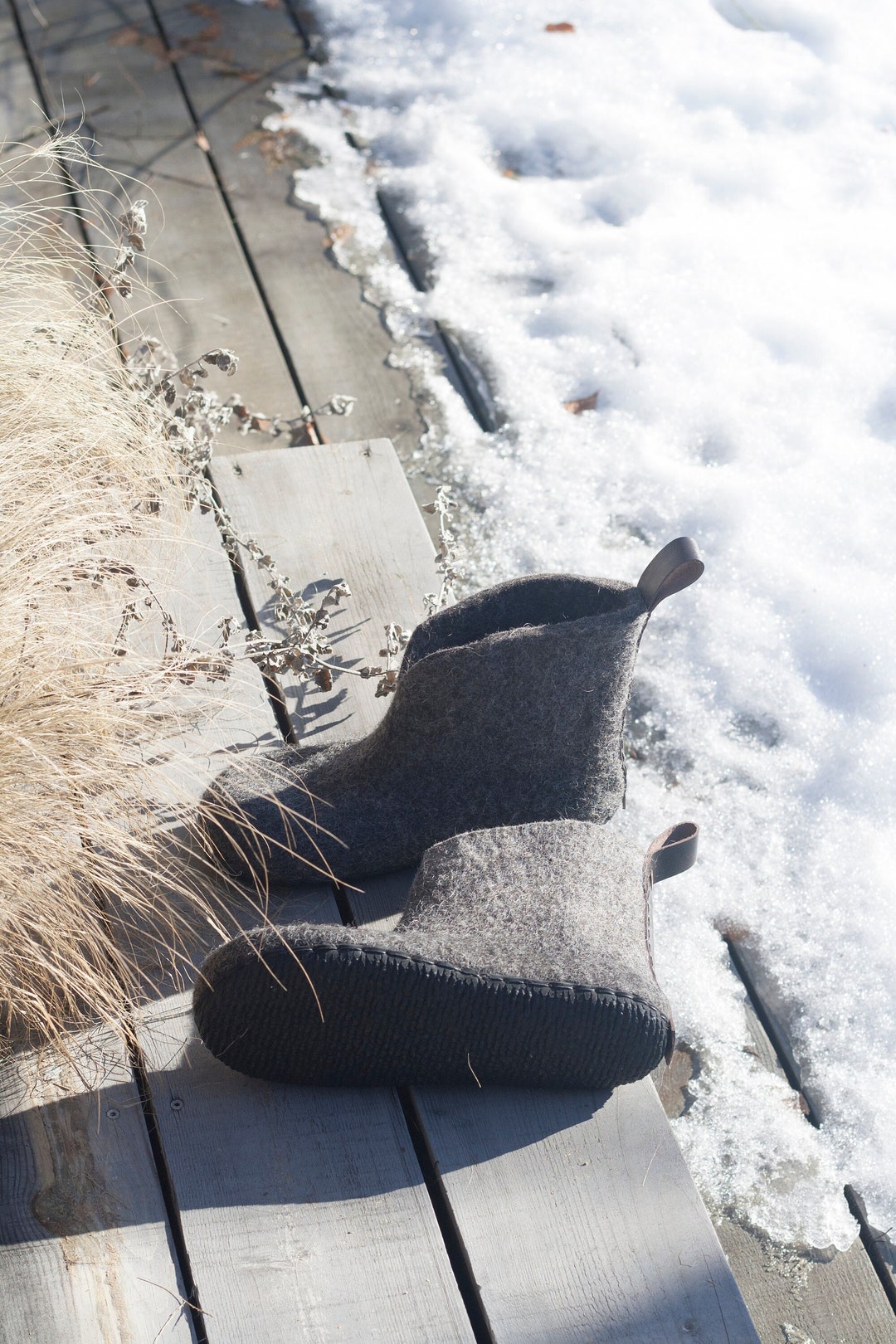 Grey Felted Boots for Women - Perfect Booties for Spring, Autumn, and ...