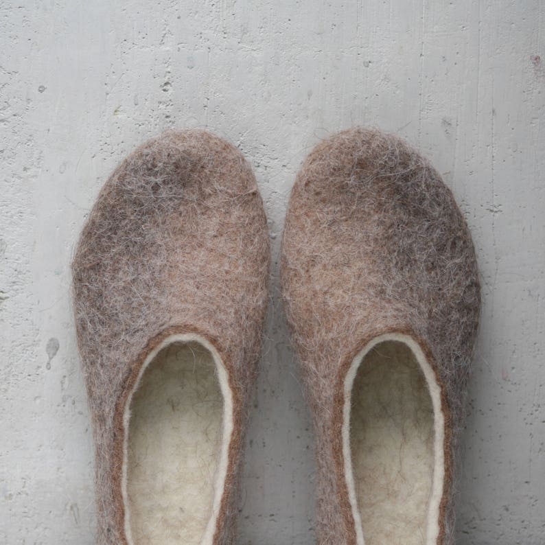Boiled wool slippers for women made of natural sheep and | Etsy