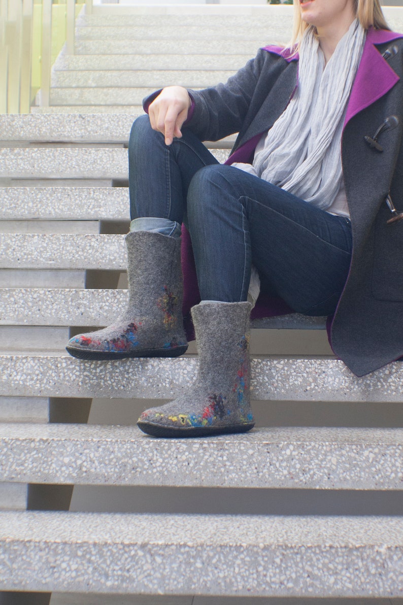 Felted boots Women Woolen boots | Etsy
