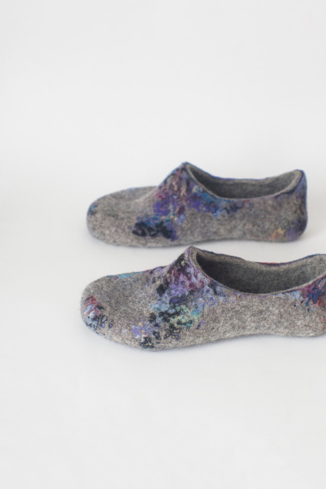 Handmade Felted Wool Slippers, Abstract Art, Custom Size - Etsy