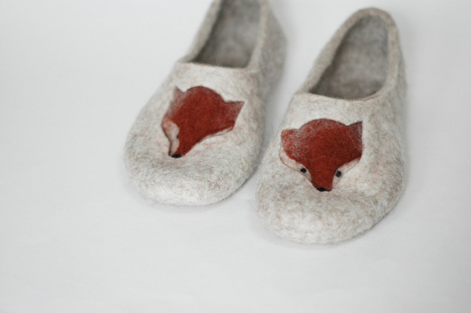 Felted Slippers for Men Fox Lover Made From Natural Grey - Etsy