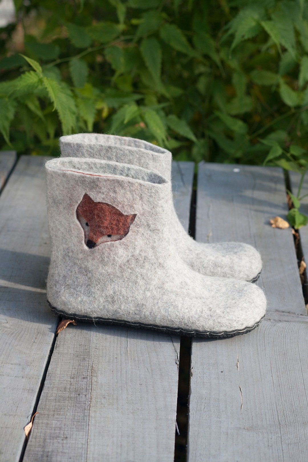 Felted Booties for Women With a Charming Fox Design on the Side - Etsy