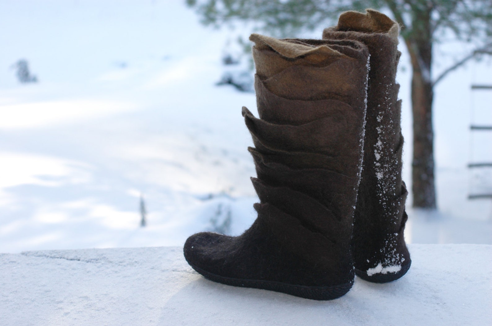 Felted Boots Valenki for Women From Organic Wool in Black and | Etsy