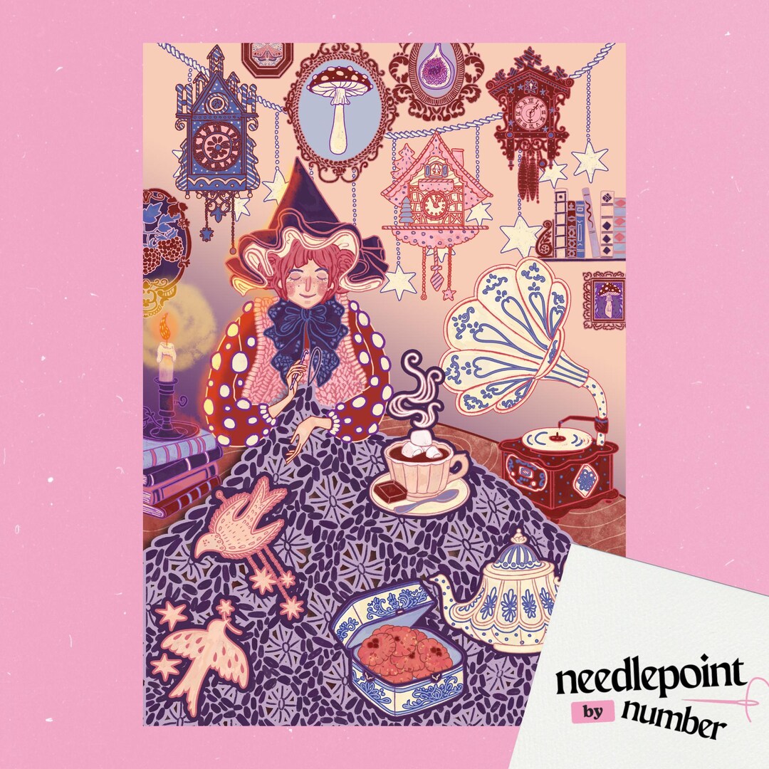 Printable Needlepoint Chart • Cozy Witch Stitching Ndlpt • Cricut ...