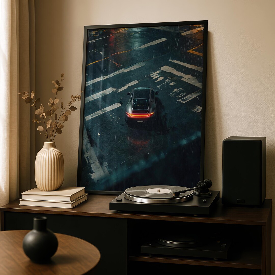 Porsche 911 Inspired Night Car Poster | Cinematic Sports Car Wall Art ...