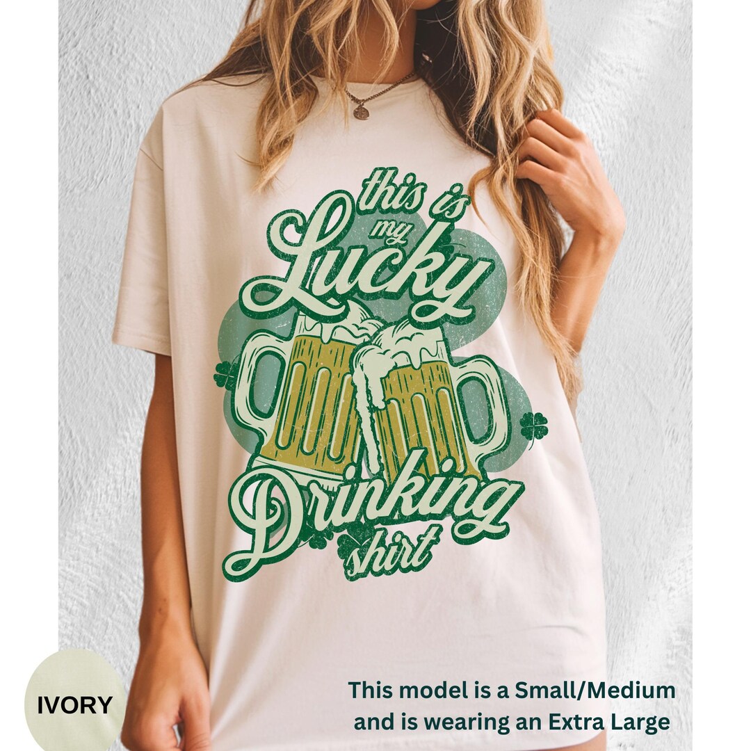 Comfort Colors Ivory Lucky Drinking Shirt • St Patricks Day Beer Mug ...