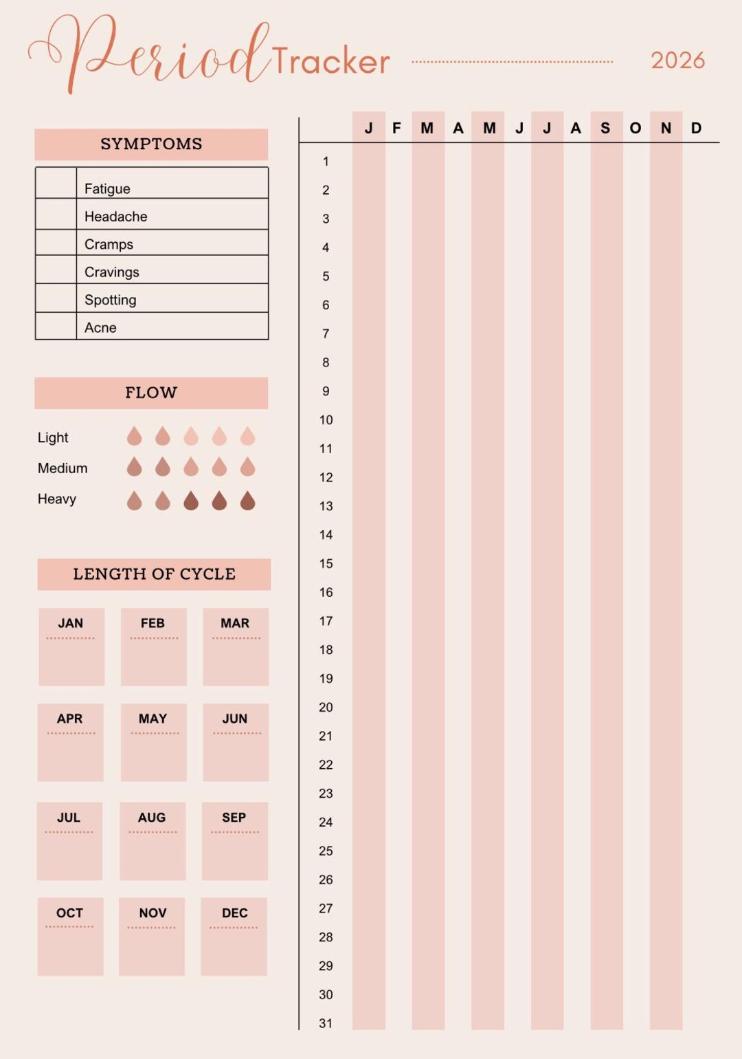 Pink Tracker for Your Period - Etsy