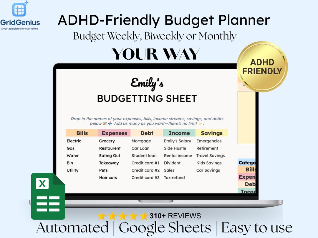 ADHD Budget Tracker Printable PDF – Monthly & Weekly Finance Planner ...