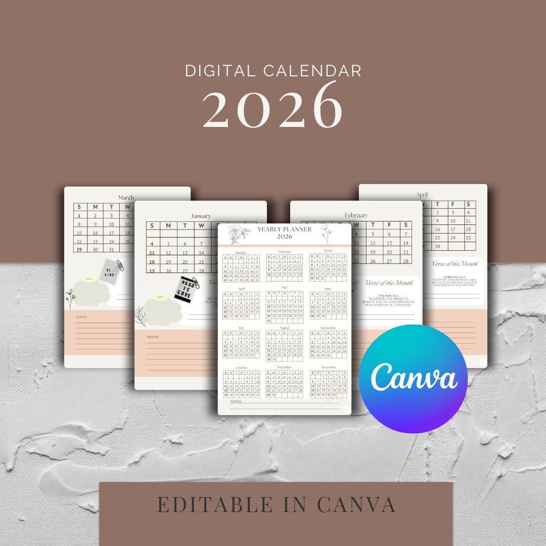 2026 Planner With Bible Verse Representing Every Month, Digital Planner ...