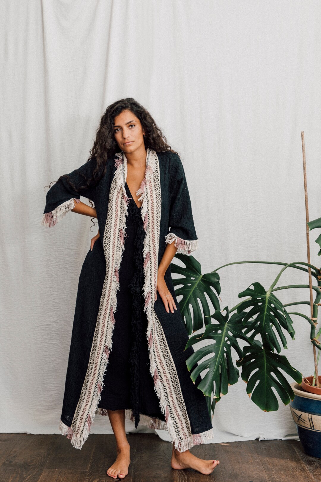 Long Black Cotton Goddess Jacket - Etsy