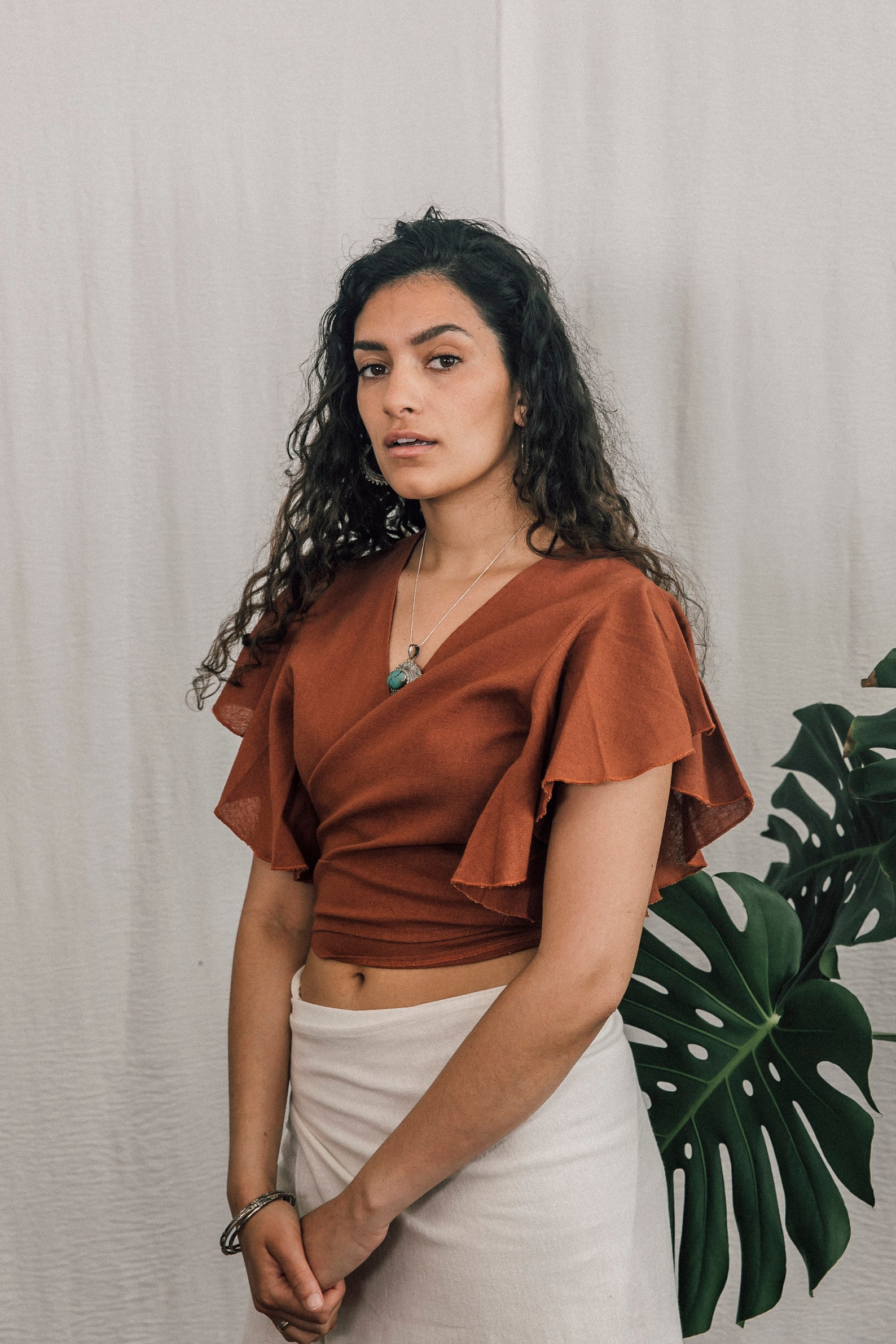 Rust, Raw Cotton, Tie Top, Wrap Top - Etsy