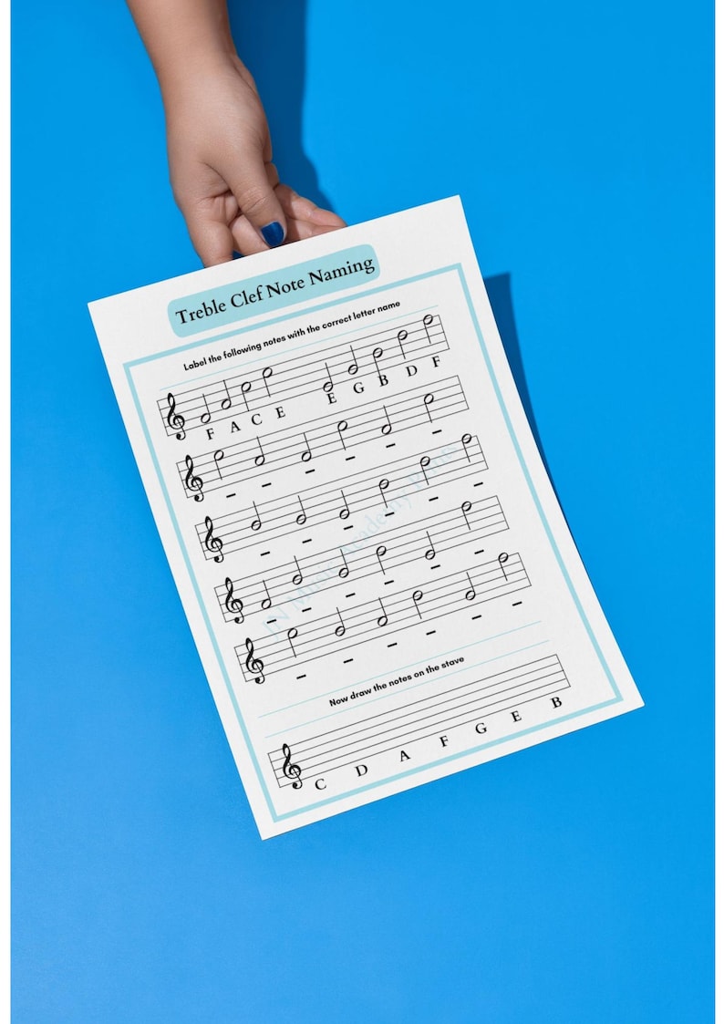 Treble Clef Note Naming Worksheet Music Theory Practice **digital ...