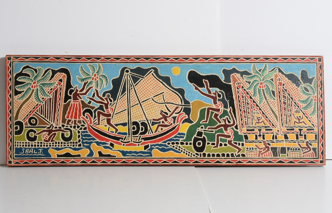 1 1970 Palau Island Storyboard by SBAL.F. Hand Carved and Painted ...
