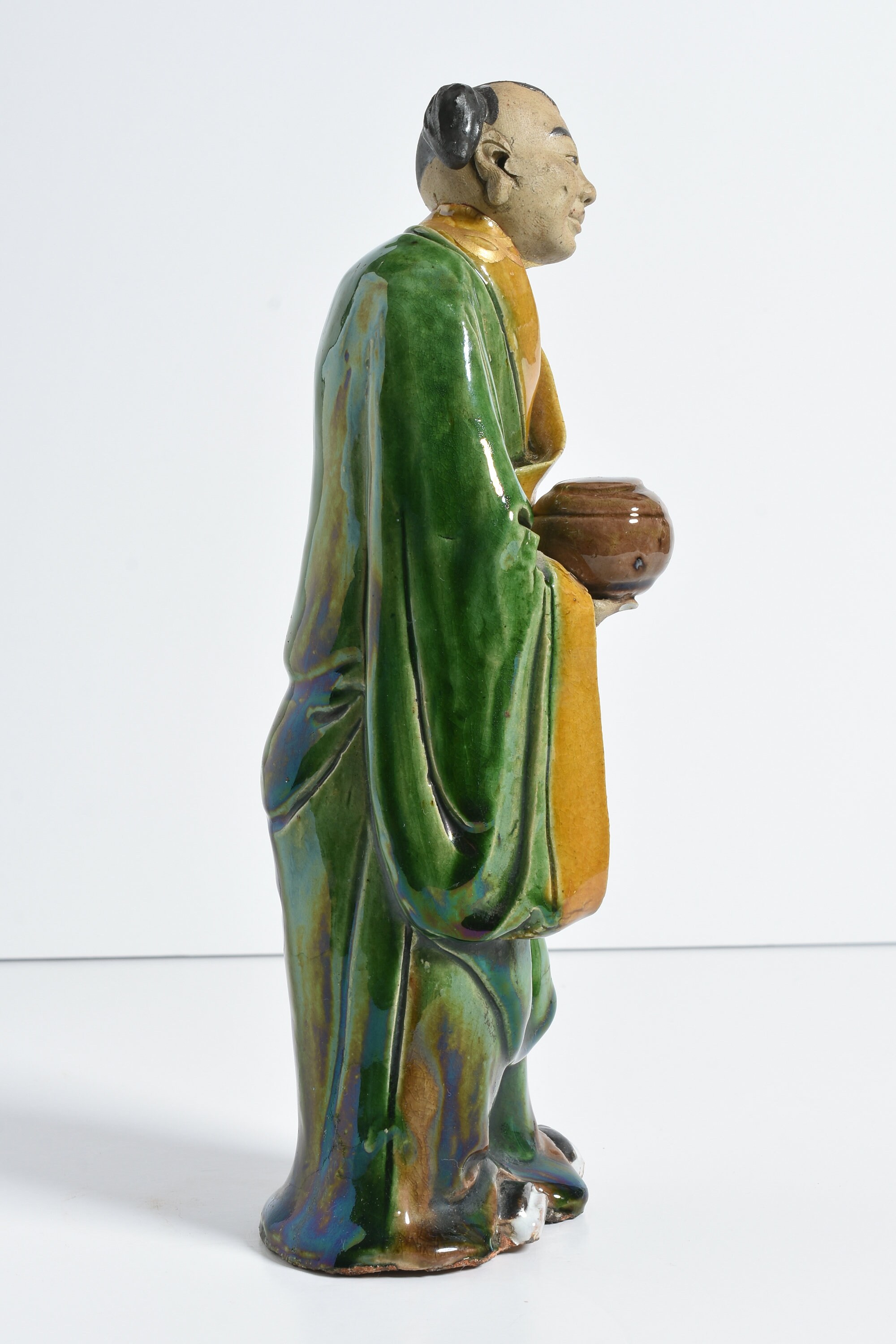 Antique 1800s Chinese Shiwan Figure Holding Pot. Kintsugi - Etsy