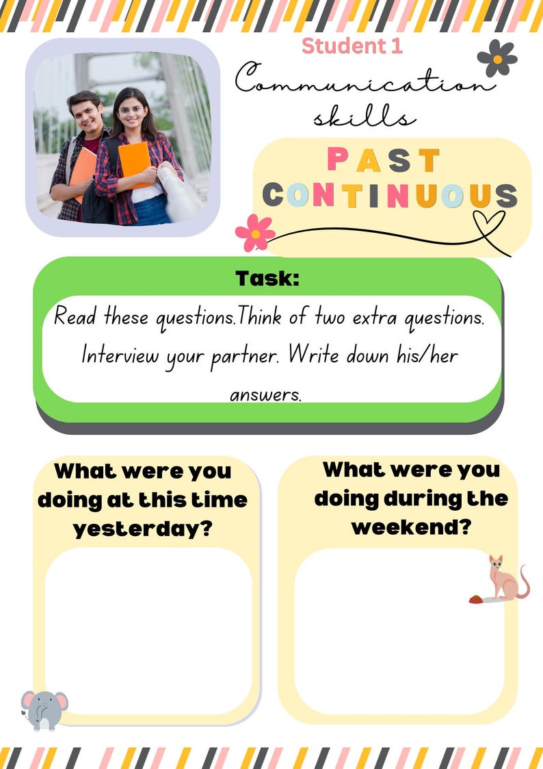 ESL Speaking Worksheet Bundle L Present, Past, Future Tenses | Partner ...