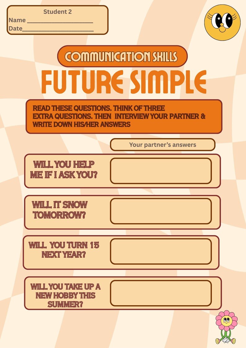ESL Speaking Worksheet Bundle L Present, Past, Future Tenses | Partner ...