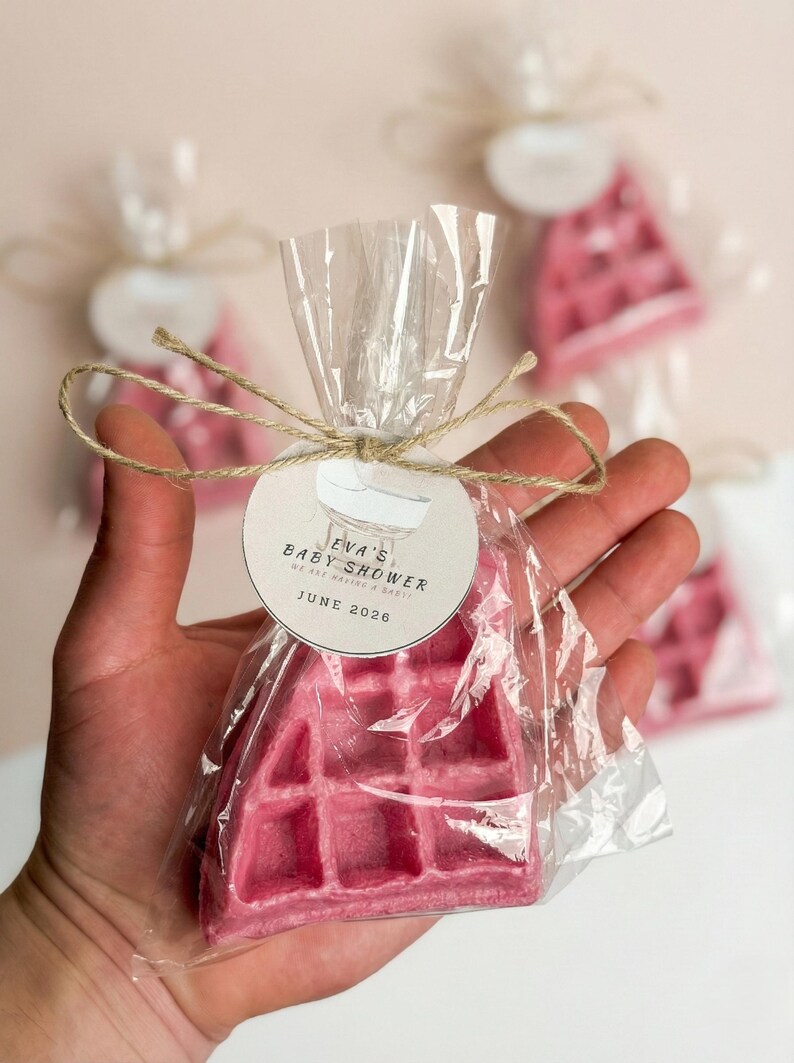 Pink Waffle Soap Favors - Baby Powder Scented, Baby Shower Thank You ...