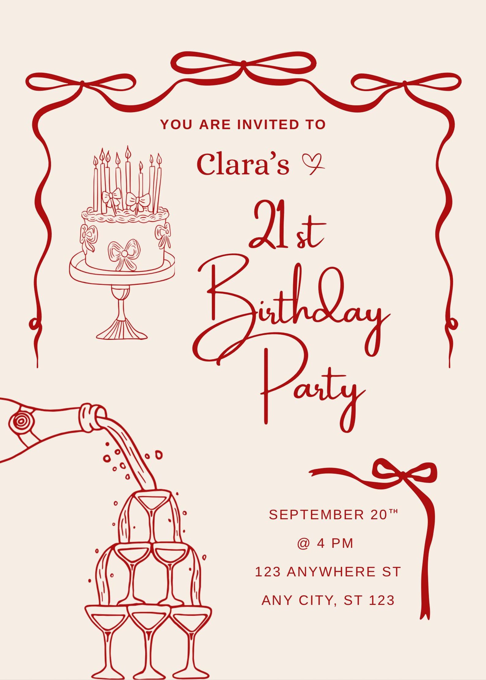 Cherry Cake Party Invitation Template - Etsy