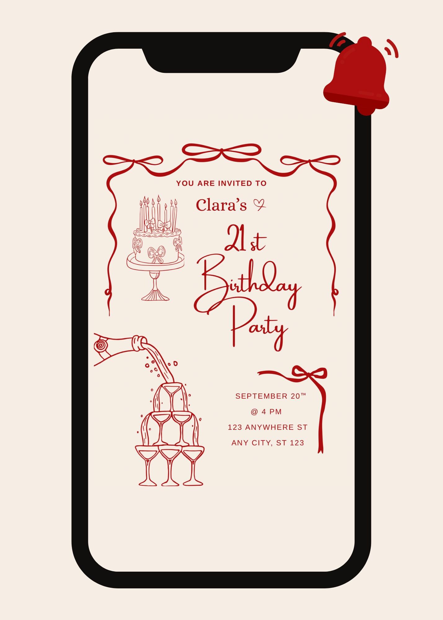 Cherry Cake Party Invitation Template - Etsy