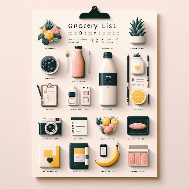 Grocery List Printable | Minimalist Shopping List | Food Shopping ...
