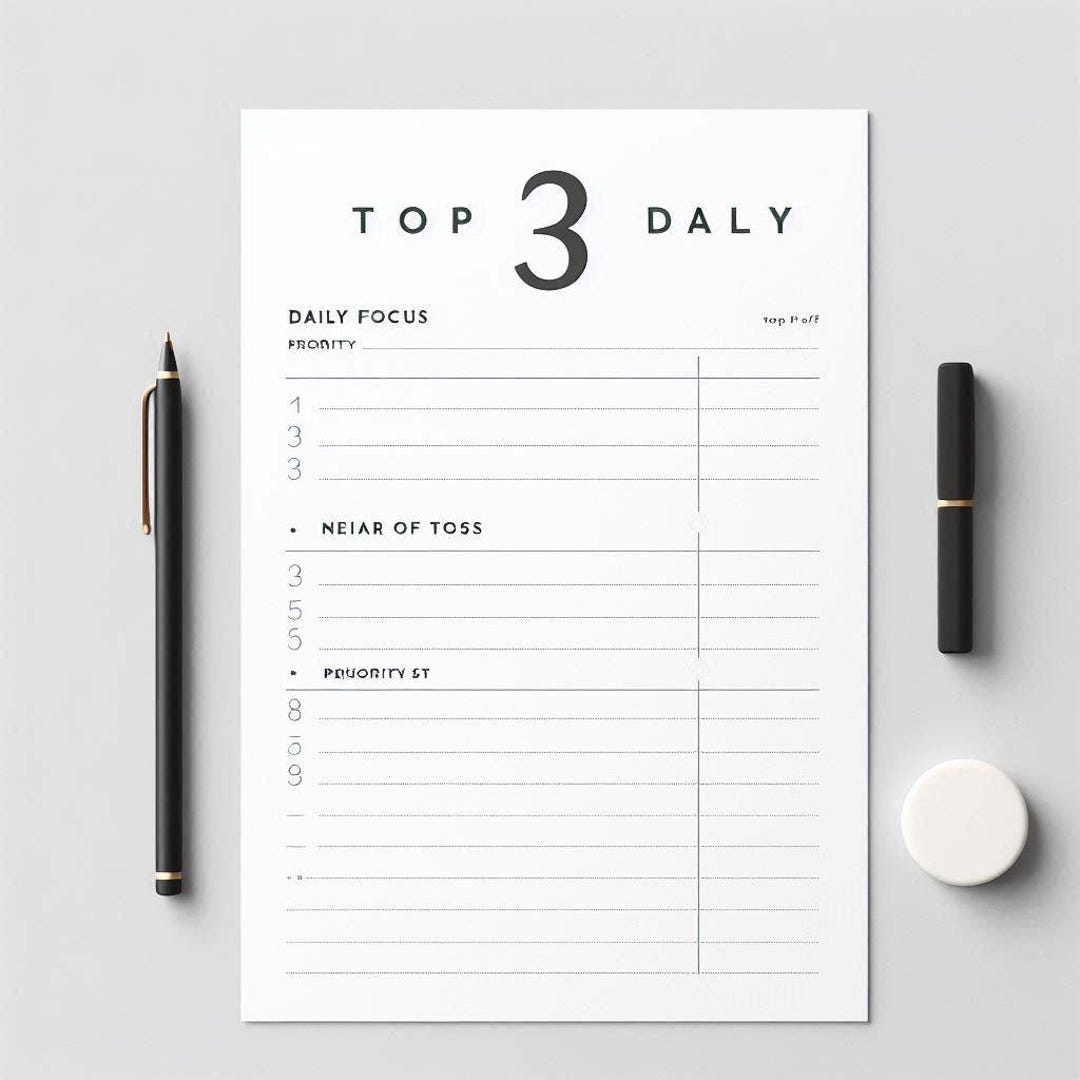 Priority List Printable | Top 3 Priorities Planner | Minimalist Daily ...