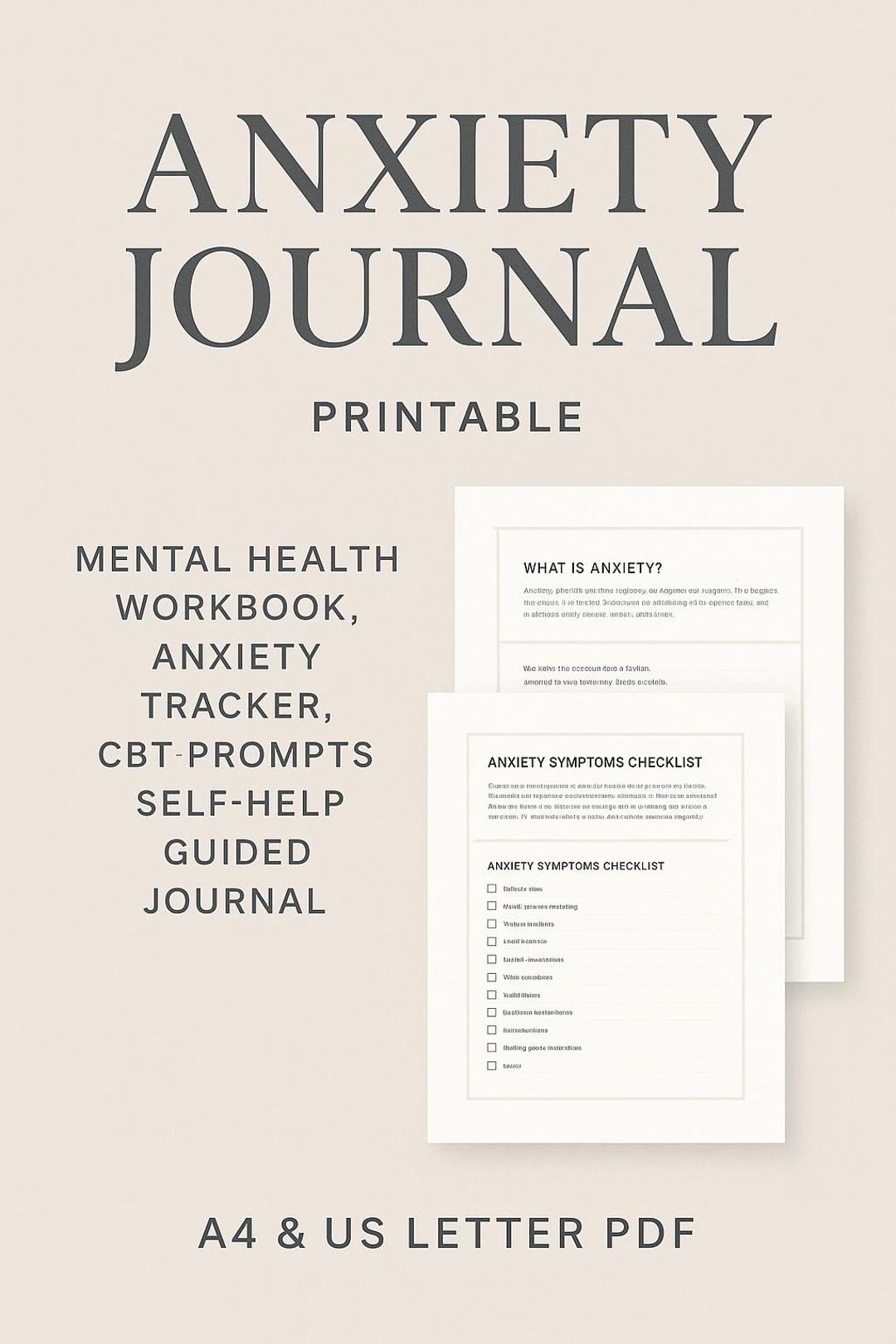 Anxiety Journal Printable | Mental Health Workbook, Anxiety Tracker ...