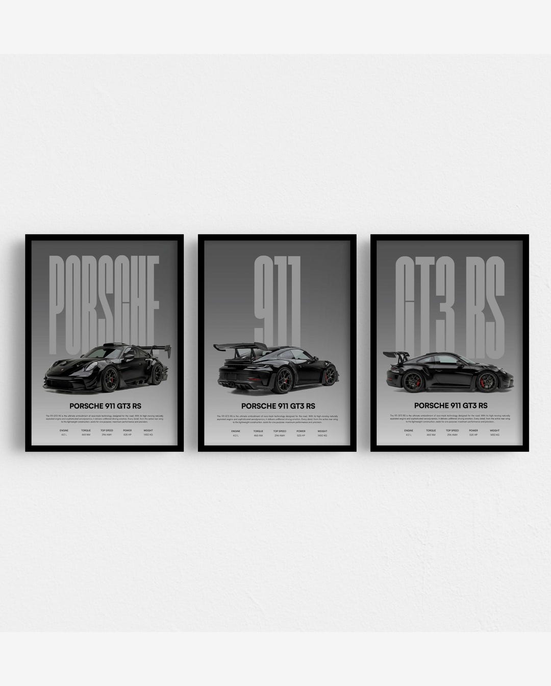 Set of 3 Porsche GT3 RS Posters – Supercar Wall Art & Racing Car Decor ...