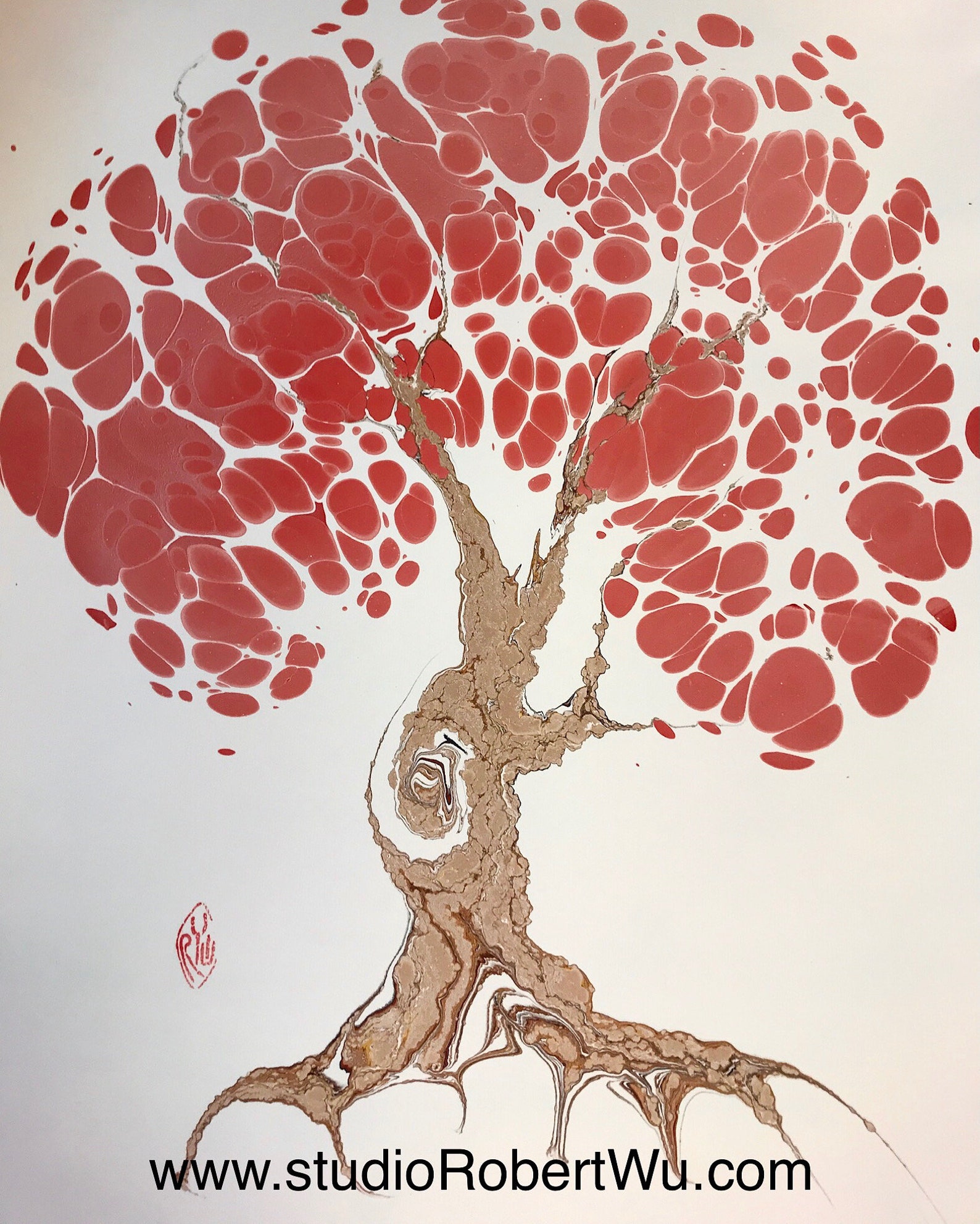 Autumn Maple Original Marbling Art Marbled Paper the | Etsy