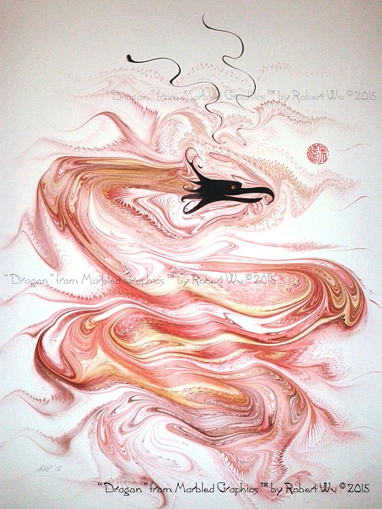 Chinese Dragon Original Marbling Art Hand Marbled Paper | Etsy