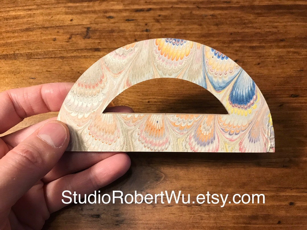 Marbled Paper Folding Ruler Protractor Bookmark - Etsy
